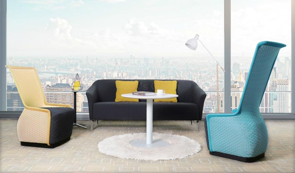 Stylish Lounge Chair With Tall Knitted Mesh Back : Boss's Cabin